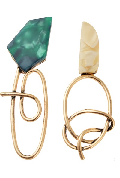 Pelin Aksesuar Yeşil Beyaz Tasarım Küpe