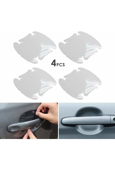 GoodSell Oto Kapı Kolu Koruyucu Film Şeffaf Çizilme Önleyici 4'lü Set