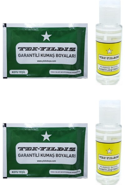 Tek Yıldız Kumaş Boyası ve Sabitleyici Seti 2'li Koyu Yeşil Tek Yıldız Kumaş Boyası ve Sabitleyici Seti 2'li Koyu Yeşil
