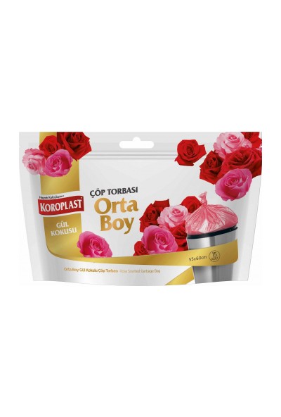 Koroplast Orta Boy Gül Kokulu Çöp Torbası 15 Li