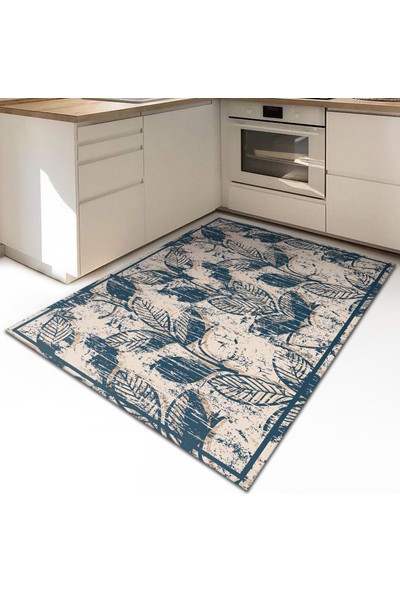 Karnaval Home Karnaval Ikatlı Yapraklar Modern Mutfak Halısı
