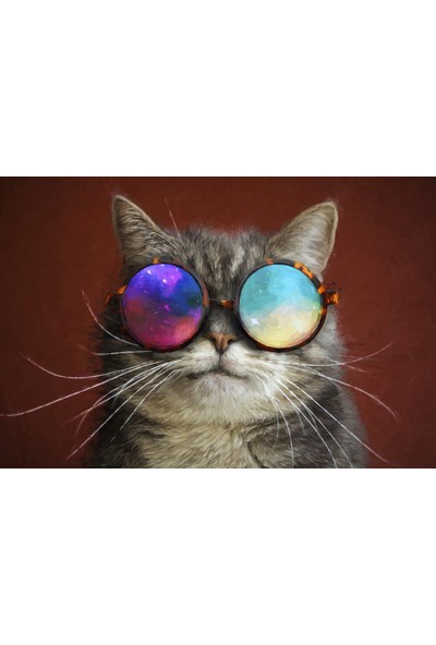 hediyeniburadabul Sevimli Kedi Ahşap Duvar Posteri