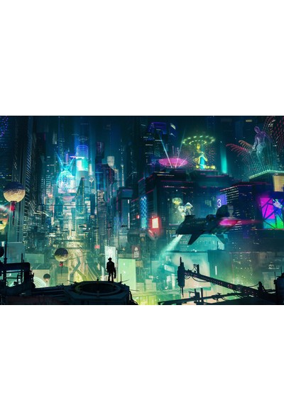 hediyeniburadabul Cyberpunk Ahşap Duvar Posteri