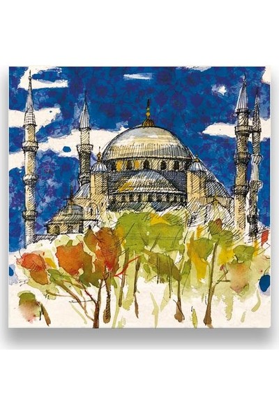 Anadolia Sultan Ahmet Camii Illüstrasyonu Dekoratif Traverten Magnet Anadolia Sultan Ahmet Camii Illüstrasyonu Dekoratif Traverten Magnet