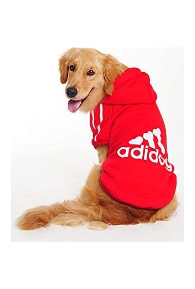 Kemique Kırmızı Adidog Kapşonlu Sweatshirt, Orta ve Büyük Irklar Için Köpek Kıyafeti, Kemique Kırmızı Adidog Kapşonlu Sweatshirt, Orta ve Büyük Irklar Için Köpek Kıyafeti,