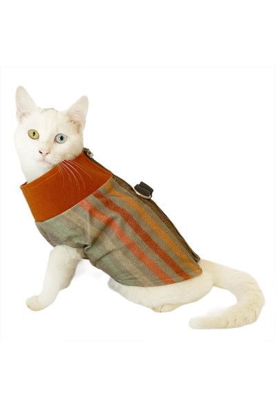 Kemique Stripe Orange Su Itici Yağmurluk Kedi Yağmurluğu