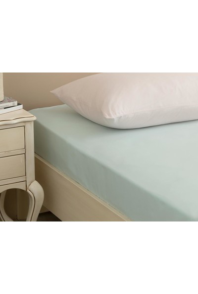 English Home Düz Pamuklu Çift Kişilik Çarşaf 240 x 260 cm Açık Seledon