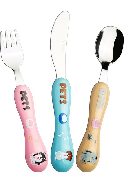 Karaca Pets 3 Parça Çocuk Çatal Kaşık Bıçak Seti