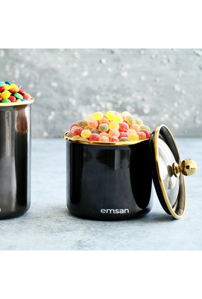 Emsan Troy Emaye Küçük Kavanoz Siyah