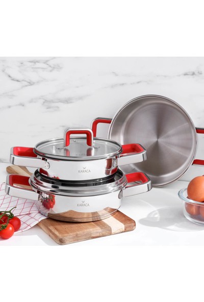 Karaca Merlot 6 Parça Çelik Sahan Seti Karaca Merlot 6 Parça Çelik Sahan Seti