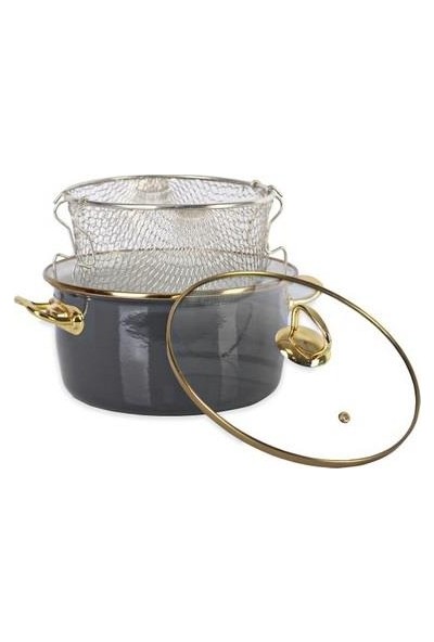 Acar Qualita Hüma Cam Kapaklı Kızartma Emaye Tencere Gri 22 cm Acar Qualita Hüma Cam Kapaklı Kızartma Emaye Tencere Gri 22 cm