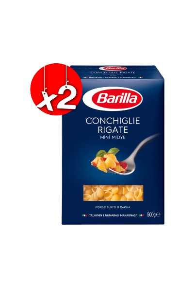 Barilla Mini Midye/ Conchiglie Rigate Sade Makarna 500 gr 2'li Barilla Mini Midye/ Conchiglie Rigate Sade Makarna 500 gr 2'li