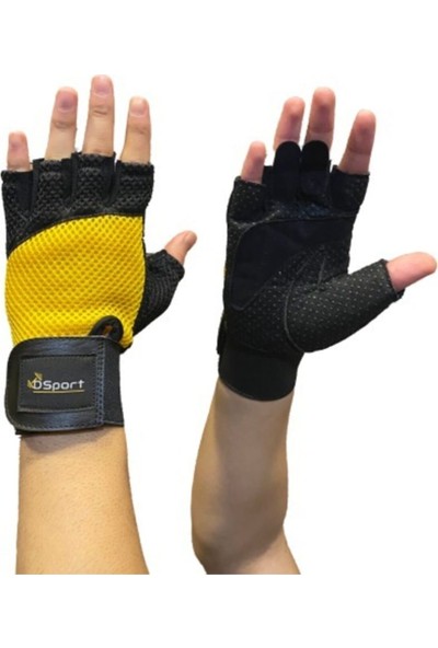 Dsport 1952 Concept Sari Siyah Sporcu Fitness Bileklikli Ağirlik Sporcu Bilekliği Eldiveni