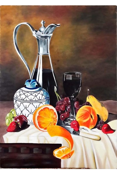 Şebnem Çalışır Meyve ve Şarap Yağlı Boya Tablosu