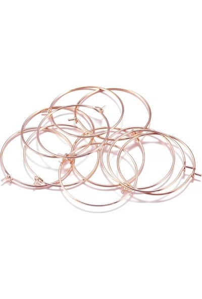Halka Küpe Takı Malzemesi 15 mm Rose Renk 10'lu Halka Küpe Takı Malzemesi 15 mm Rose Renk 10'lu