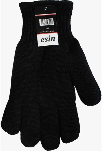 Esin Erkek Yün Triko Çift Kat Eldiven Siyah
