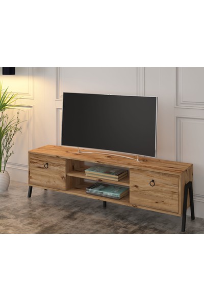 Cool Home Loft Tv Ünitesi 150 cm Metal Ayaklı Atlantik Çam Cool Home Loft Tv Ünitesi 150 cm Metal Ayaklı Atlantik Çam