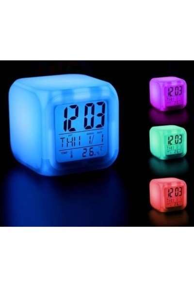 Umso 7 Renk Değiştiren Çocuk Odası Alarmlı Dijital Küp Çalar Saat