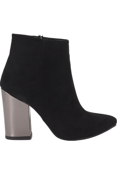 Beety Siyah Süet Topuklu Kadın Bot LK-200