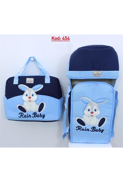 Rain Baby Mavi Kabartma Tavşanlı 2'li Bebek Taşıma Seti Rain Baby Mavi Kabartma Tavşanlı 2'li Bebek Taşıma Seti