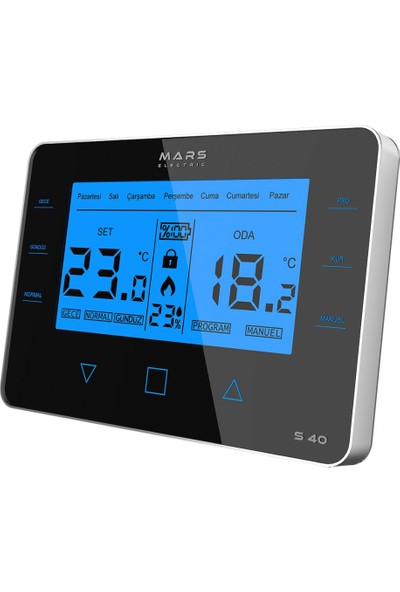 Mars S40 Kablosuz Programlanabilir Oda Termostatı Siyah Mars S40 Kablosuz Programlanabilir Oda Termostatı Siyah