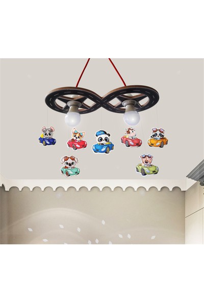 Arya Ahşap Anımal Cars Çocuk Odası Aydınlatma