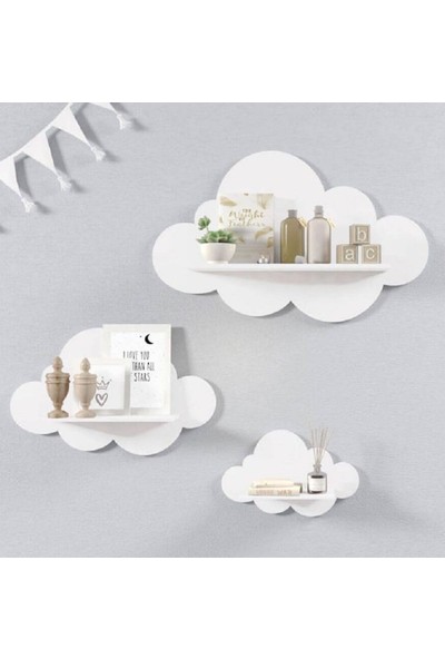 Jaju Baby 3'lü Beyaz Bulut Raf Set