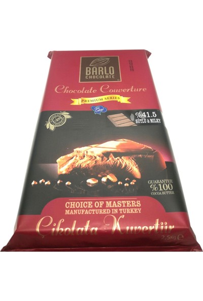 Barlo Chocolate Sütlü Kuvertür Çikolata 2,5 kg - %41,5 Barlo Chocolate Sütlü Kuvertür Çikolata 2,5 kg - %41,5