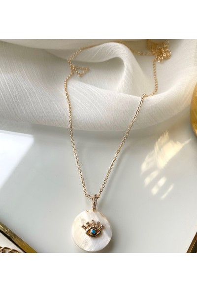 Misshing Sedef Göz Detay Doğal Taş Kadın Kolye