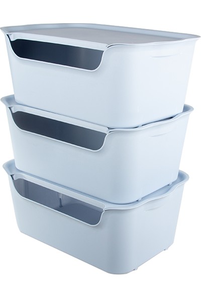 Qutu 15 L Qatli Düzenleme Kutusu Mavi 3'lü Set