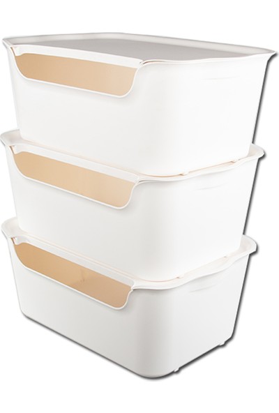 Qutu 15 L Qatli Düzenleme Kutusu Beyaz 3'lü Set