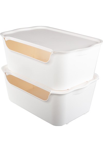 Qutu 15 L Qatli Düzenleme Kutusu Beyaz 2'li Set