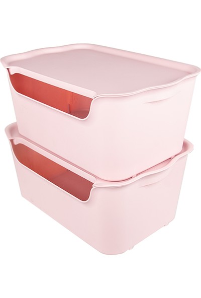 Qutu 15 L Qatli Düzenleme Kutusu Pembe 2'li Set Qutu 15 L Qatli Düzenleme Kutusu Pembe 2'li Set