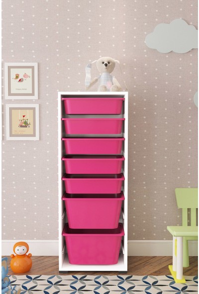 Pratico 7 Sepetli Pembe Çok Amaçlı Oyuncak Dolabı Pratico 7 Sepetli Pembe Çok Amaçlı Oyuncak Dolabı