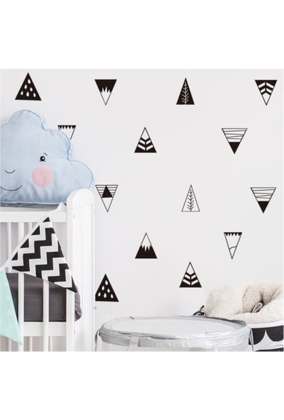 Walldeco Çocuk Odası Siyah Iskandinav Dağları Üçgen Sticker