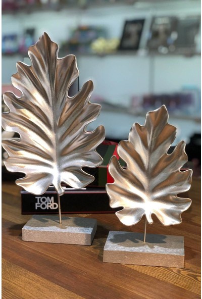 Dekoratif Çınar Yaprak Gümüş Varaklı 2'li Set