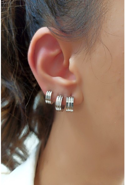 ÇLK Accessories Çelik 3'lü Halka Küpe