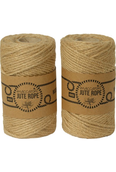 Maccaroni Jüt İp - 250 gr - 55 m - 4 mm - 2'li Set Maccaroni Jüt İp - 250 gr - 55 m - 4 mm - 2'li Set