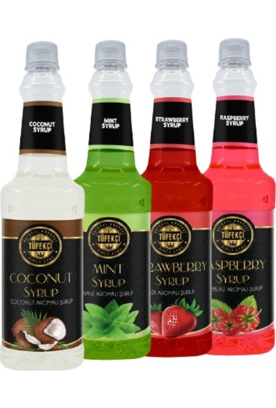 By Tüfekçi 4'lü Avanataj Paket ( Çilek Frambuaz Hindistan Cevizi Nane) 750 ml Şurubu By Tüfekçi 4'lü Avanataj Paket ( Çilek Frambuaz Hindistan Cevizi Nane) 750 ml Şurubu