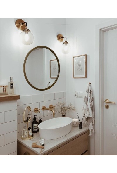 Ersan Dizayn Eskitme Dekoratif Yuvarlak Ayna Çap 50 cm