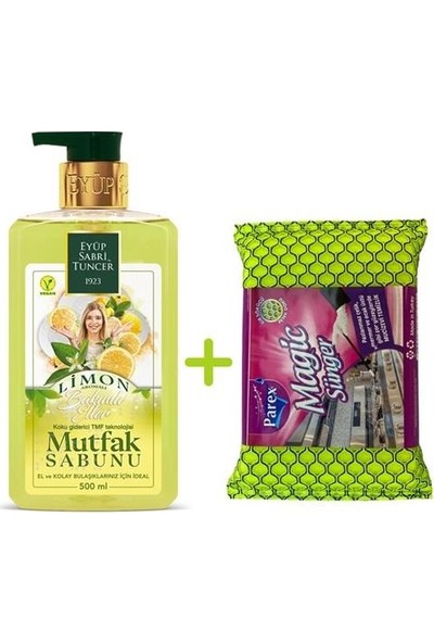 Eyüp Sabri Tuncer Limon Aromalı Mutfak Sabunu 500 ml + Magic Sünger Eyüp Sabri Tuncer Limon Aromalı Mutfak Sabunu 500 ml + Magic Sünger