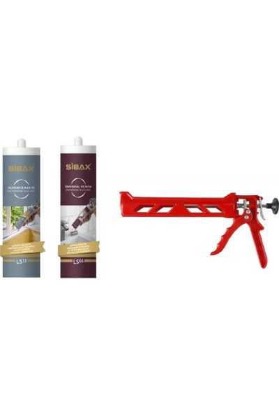 Sibax Şeffaf Silikon Beyaz Mastik Plastik Silikon Tabancası 3'lü Set Sibax Şeffaf Silikon Beyaz Mastik Plastik Silikon Tabancası 3'lü Set