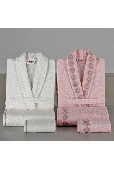 Taç - Bambu Clemita Aile Bornoz Seti Pembe&ekru Taç - Bambu Clemita Aile Bornoz Seti Pembe&ekru