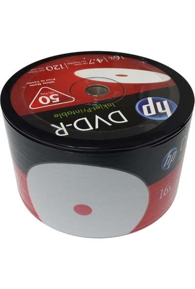 Hp Dvd-R 4,7GB-120MIN 16X 50'li Shrink Printable Hp Dvd-R 4,7GB-120MIN 16X 50'li Shrink Printable