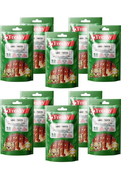 Freshy Lamb Twists - Kuzu Etli Burgu Çubuk - 1000 gr - 10'lu Set