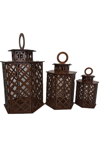 Susu Tasarım Ahşap Dekoratif Fener Mumluk