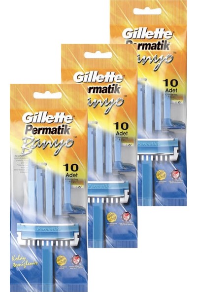 Gillette Permatik Banyo Tıraş Bıçağı 10'lu 3 Paket