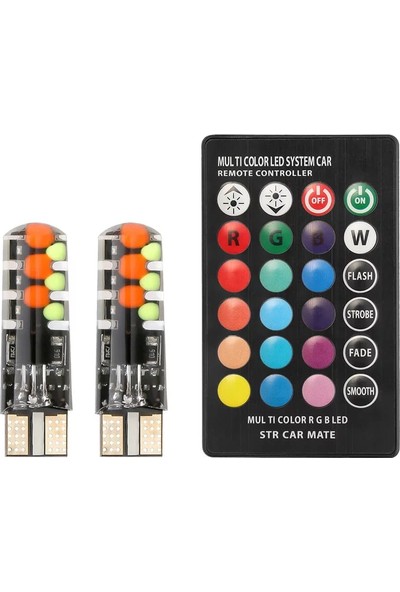Balp - 2 Adet Uzaktan Kumandalı Çakar Lamba T10 18 LED Rgb Park Ampulü T10 Balp - 2 Adet Uzaktan Kumandalı Çakar Lamba T10 18 LED Rgb Park Ampulü T10