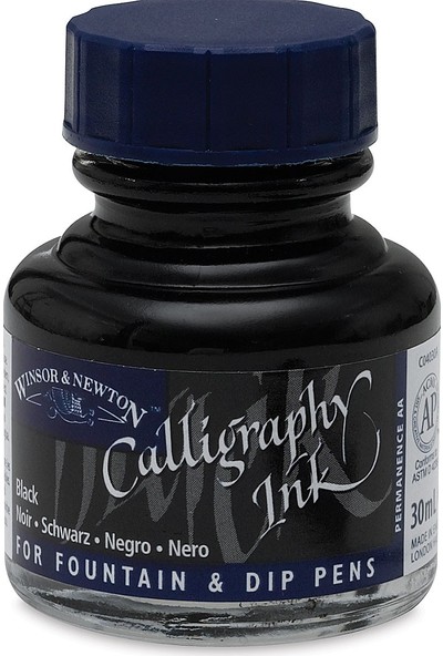Winsor & Newton : Kaligrafi Mürekkebi : 30 ml : Black 030 Winsor & Newton : Kaligrafi Mürekkebi : 30 ml : Black 030