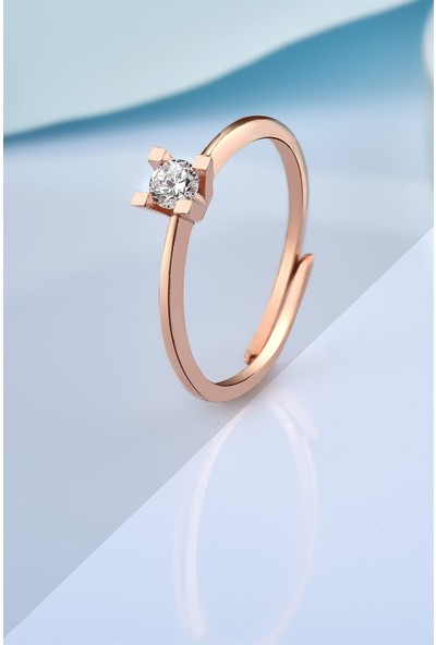 Jelux Silver Ayarlanabilir 3.5 mm Tek Taş Zirkon Taşlı Rose Gümüş Yüzük Jelux Silver Ayarlanabilir 3.5 mm Tek Taş Zirkon Taşlı Rose Gümüş Yüzük